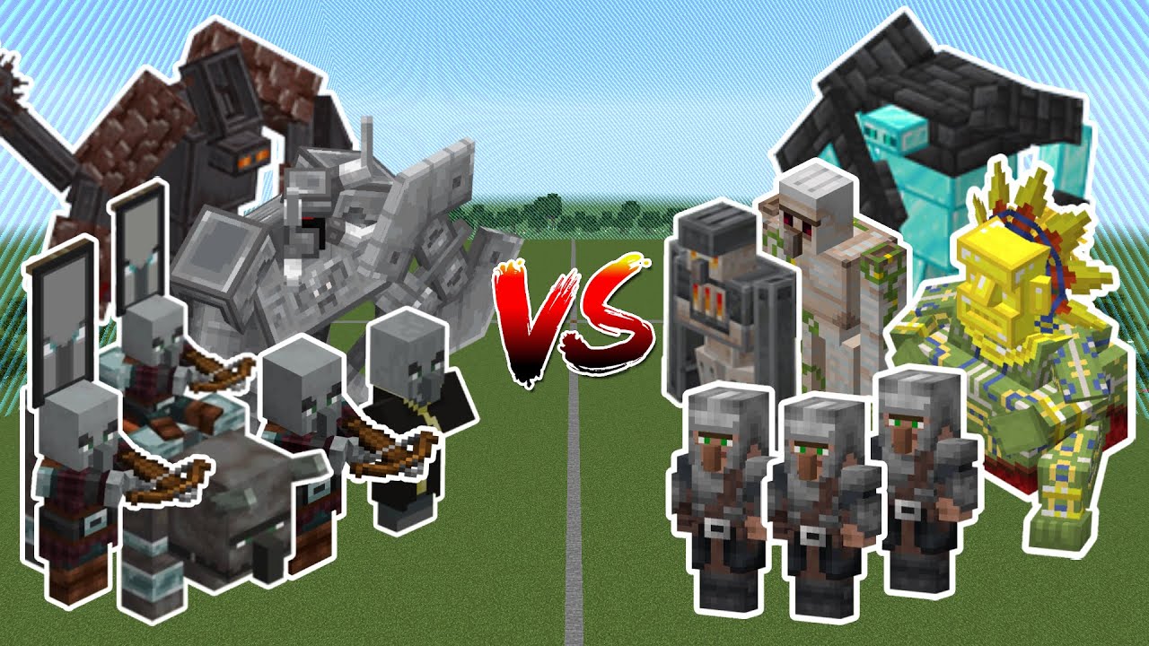 VILLAGE MOBS TEAM VS ILLAGER MOBS TEAM – MINECRAFT MOB BATTLE | マイクラ ...