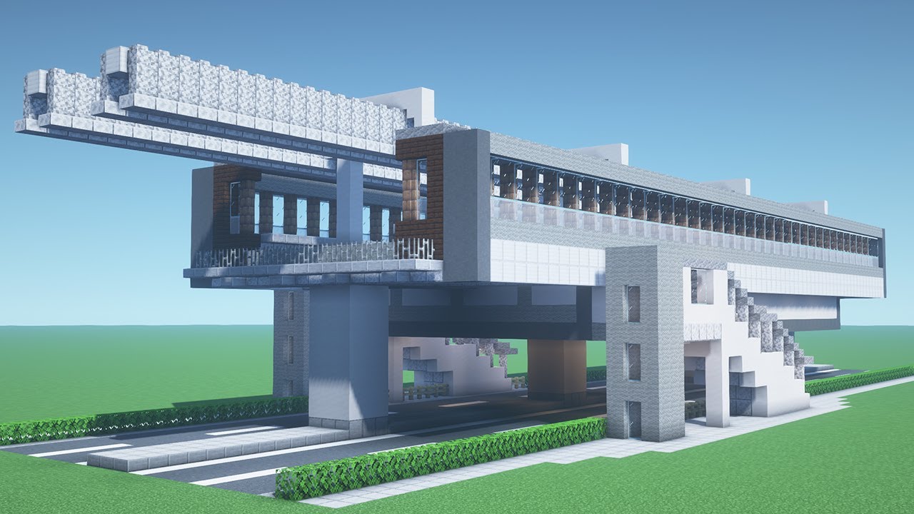 【マイクラ】モノレール駅の作り方 /外装編【乗り物】[Minecraft Tutorial] Monorail Station / Part1 ...