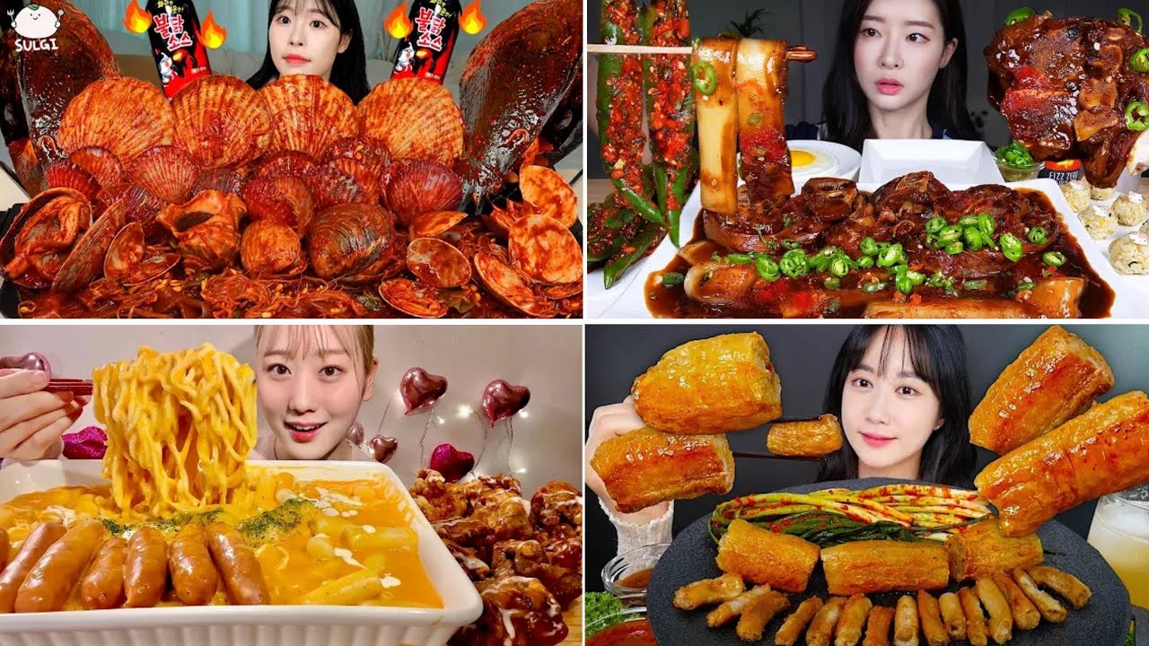 BEST ASMR MUKBANG. SPICY FOOD 151. SULGI, FUME, MIYU ASMR, ONHWA ASMR ...