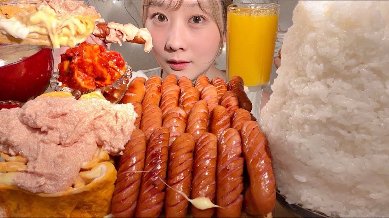 ASMR Sausages Mentaiko Mayo Cheese Omelet Nagaimo Kimchi【Mukbang ...